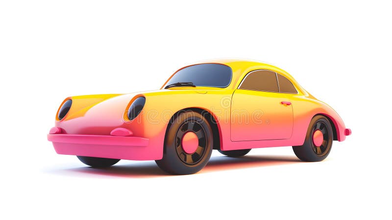 Modern 3D Render of a Funky Cartoon Car Model with Simplified Shapes ...