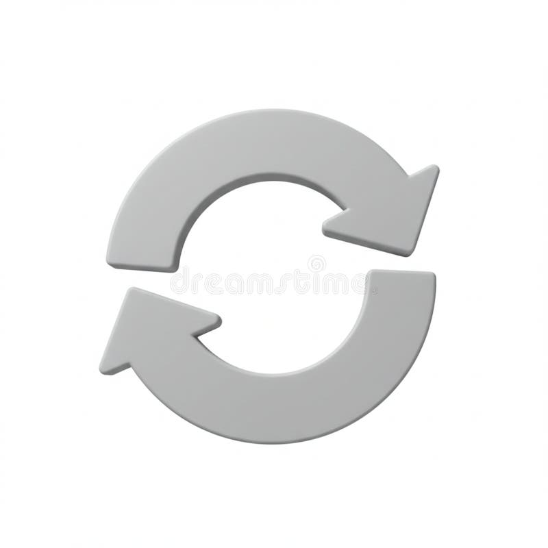 Modern Gray Circular Arrows 3D Render Refresh Icon Looping Cycle Symbol ...