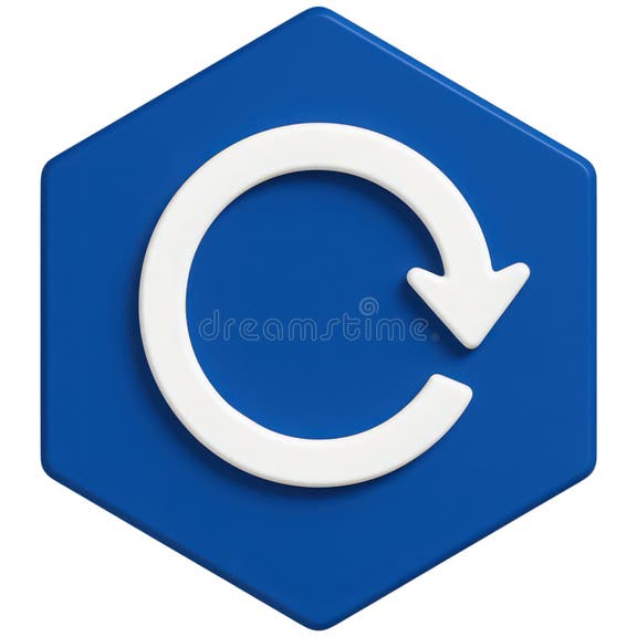 Modern 3d Render of a Refresh or Update Symbol Inside a Blue Hexagon ...