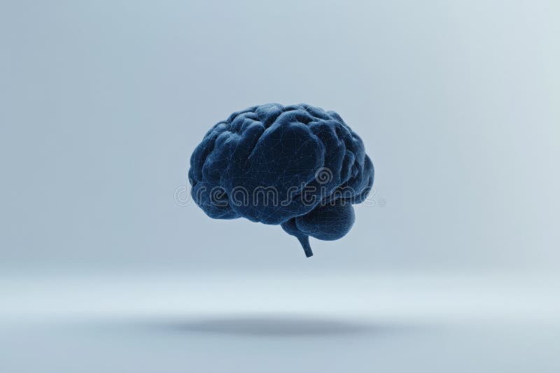 Modern 3d Rendering of a Dark Brain Model Stock Illustration ...