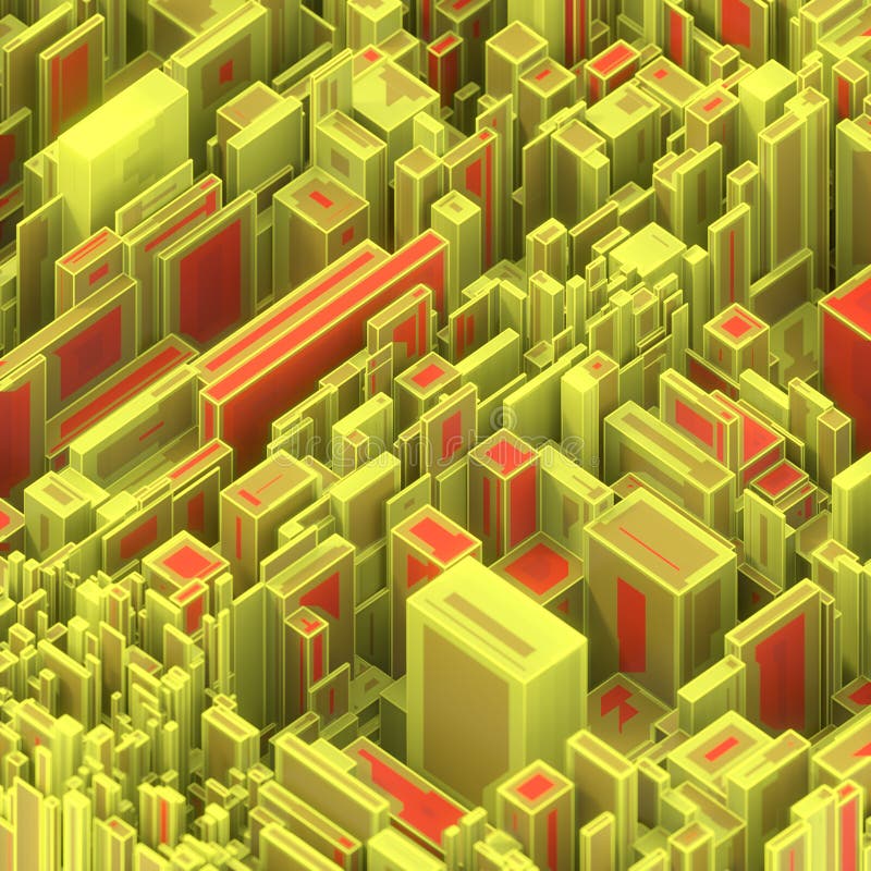 Modern 3d Rendering Digital Illustration with Futuristic City Geometry ...