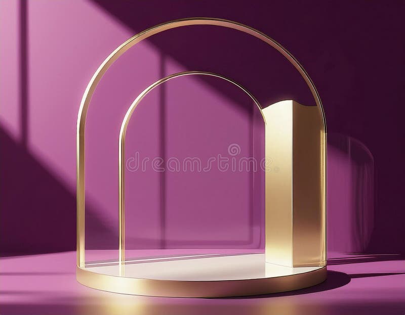 Modern 3D Rendering Studio with Geometric Shapes Podium on Floor ...