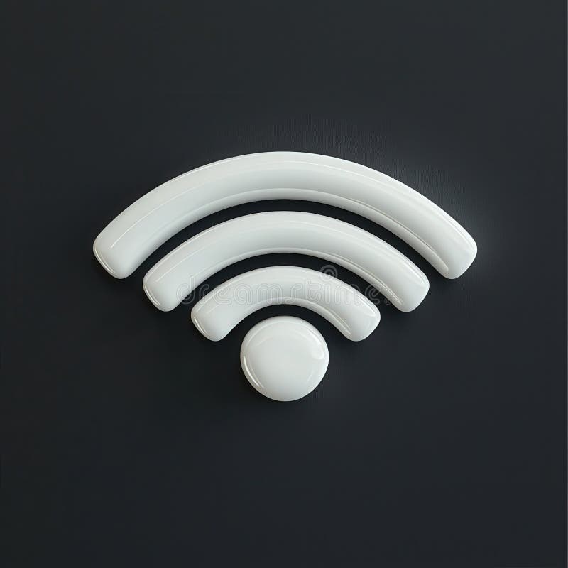 Clean 3D Wi-Fi Icon Symbol on Dark Background Stock Illustration ...