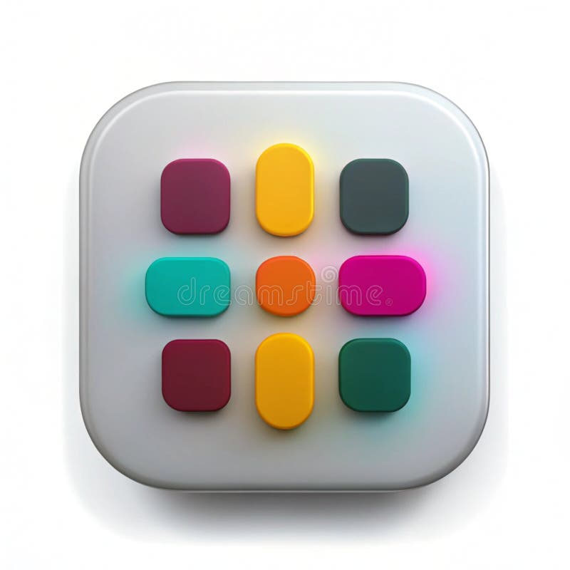 Modern 3D Slack App Icon with Glossy White Square and Multicolored ...