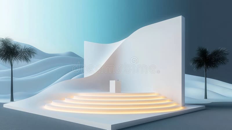Modern 3D Stage Design with Luminous Steps for Minimalist Exhibition and Creative Presentations ...