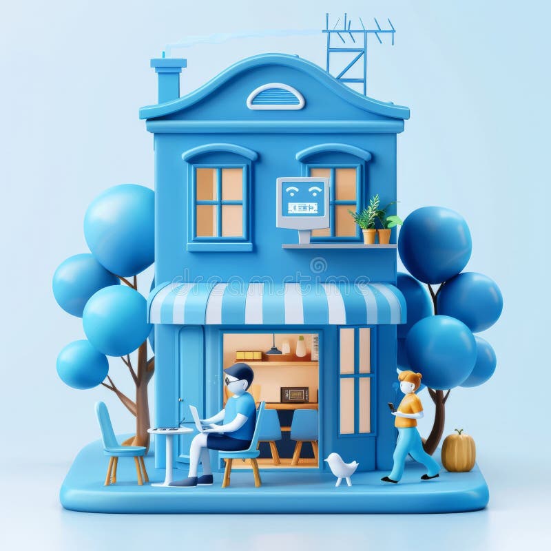 Modern 3d Styled Icon of Building with a Wireless Network ...