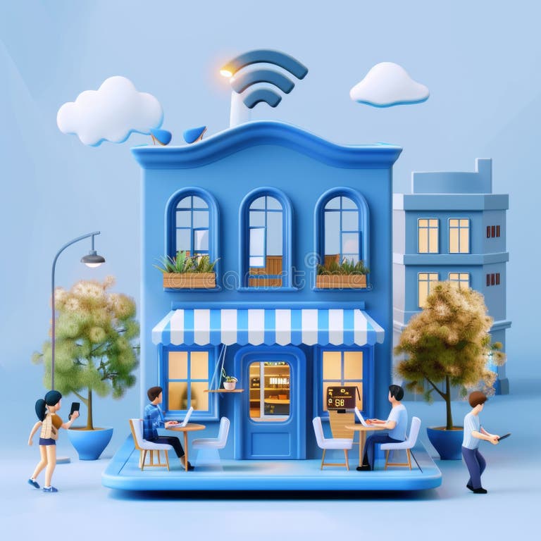 Modern 3d Styled Icon of Building with a Wireless Network ...