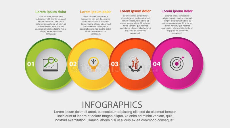 Modern 3D Vector Illustration. Circular Infographic Template with Four ...