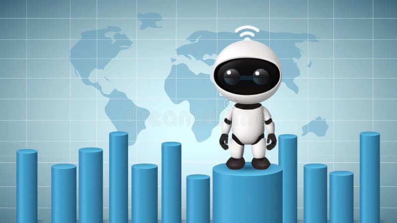 Modern 3D Vector Robot Illustration for Science and Business, with ...