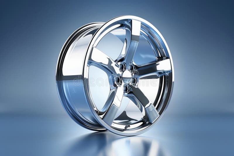 Modern 3d Visualization of a Stylish Car Wheel with Chrome Rim on a ...