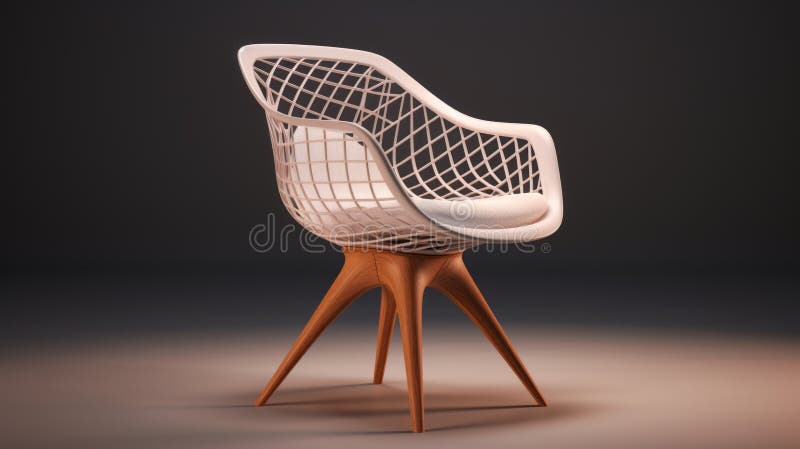 Modern 3d White Chair with Infinity Nets Style Stock Illustration ...
