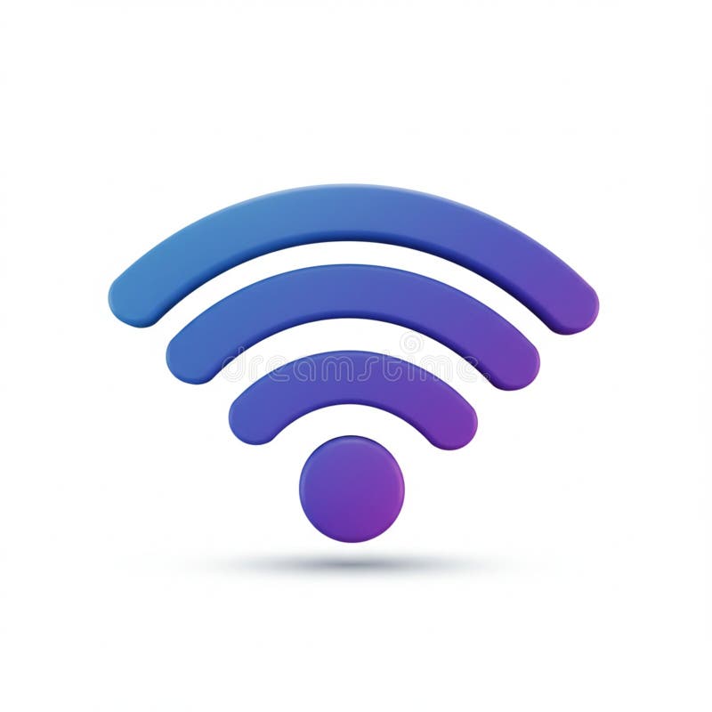 Modern 3D Wifi Symbol Purple Blue Gradient Wireless Network Icon Web ...