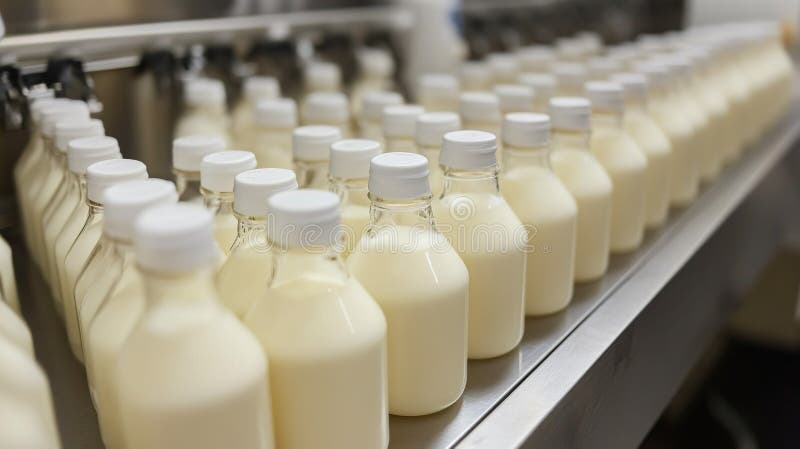Modern Dairy Bottling Process in a Factory Setting Stock Photo - Image ...