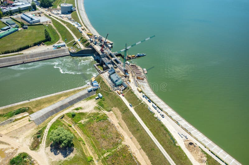 Modern dam stock photo. Image of electricity, field, blue - 57383242
