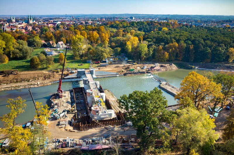 Modern dam on the river stock photo. Image of ecology - 63862796