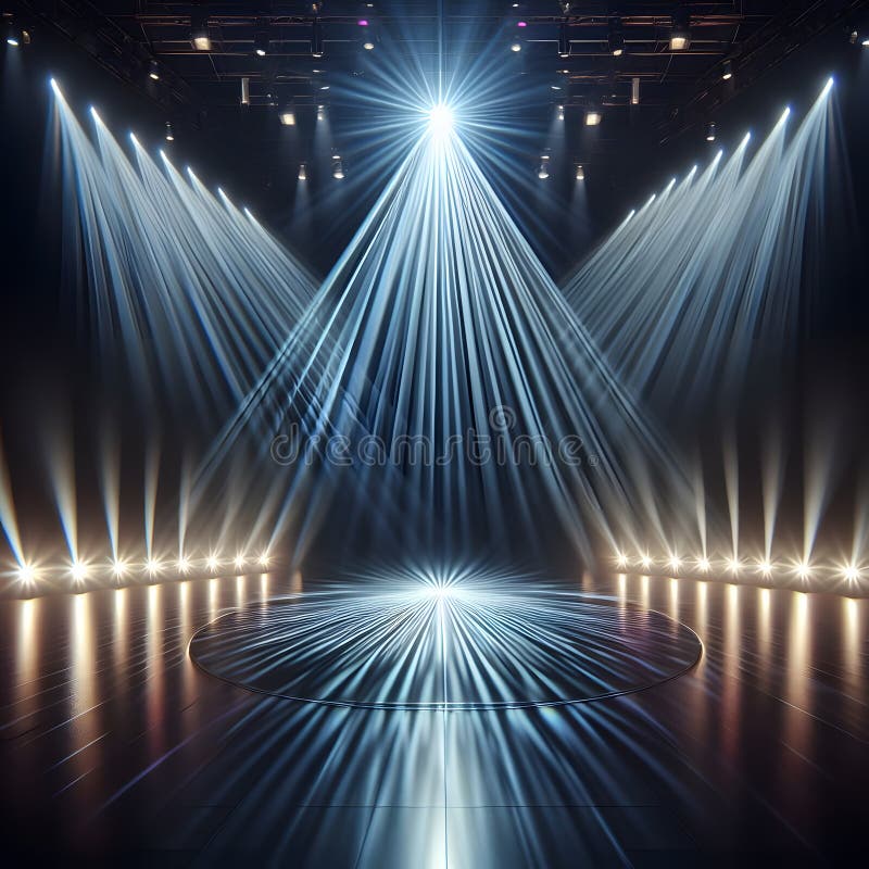 Stage with a Single Powerful Spotlight Casting a Focused Beam on the ...