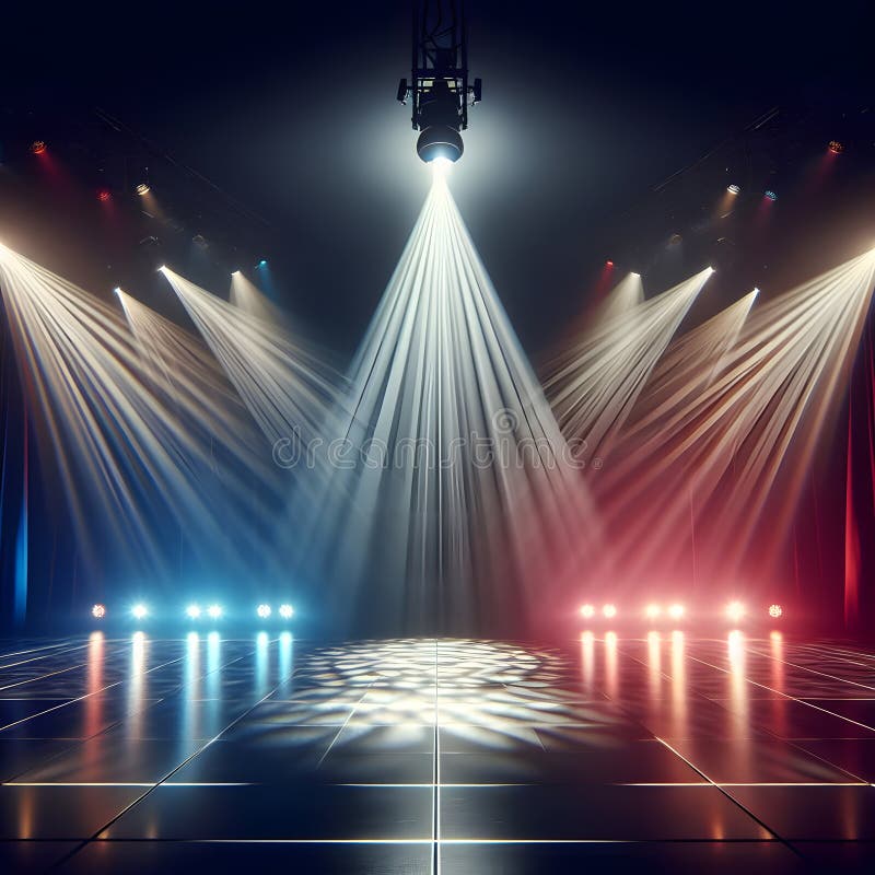 Stage with a Single Powerful Spotlight Casting a Focused Beam on the ...