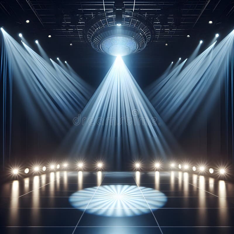 Stage with a Single Powerful Spotlight Casting a Focused Beam on the ...