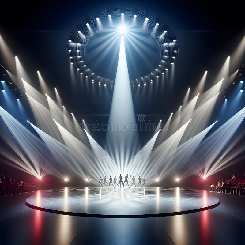 Stage with a Single Powerful Spotlight Casting a Focused Beam on the ...