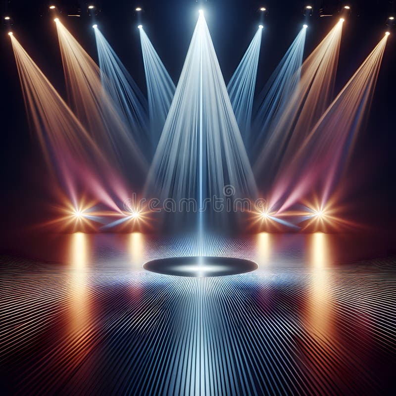 Stage With A Single Powerful Spotlight Casting A Focused Beam On The