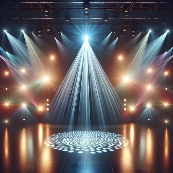 Stage with a Single Powerful Spotlight Casting a Focused Beam on the ...