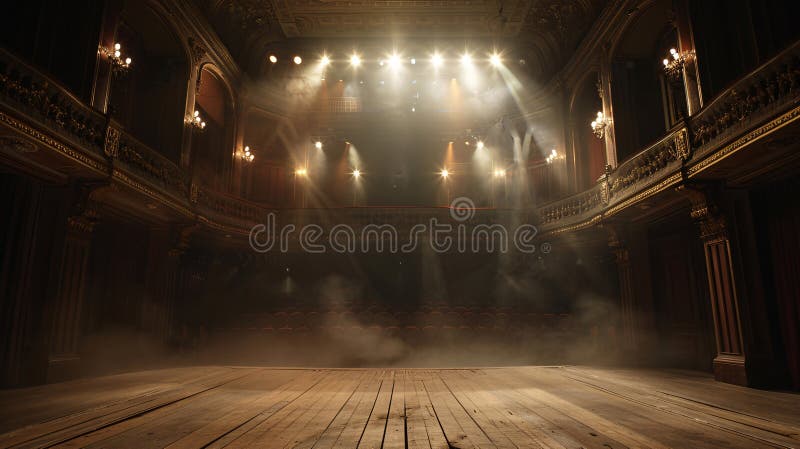 Modern Dance Stage Lying Empty, Under Spotlight S Glow, Waiting for the ...