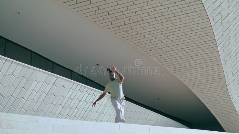 Modern Dancer Training Street Alone. Enthusiastic Man Practicing Dance ...