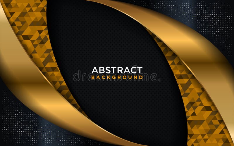 Modern Dark Background Design Combined with Shinny Golden and Polygon ...