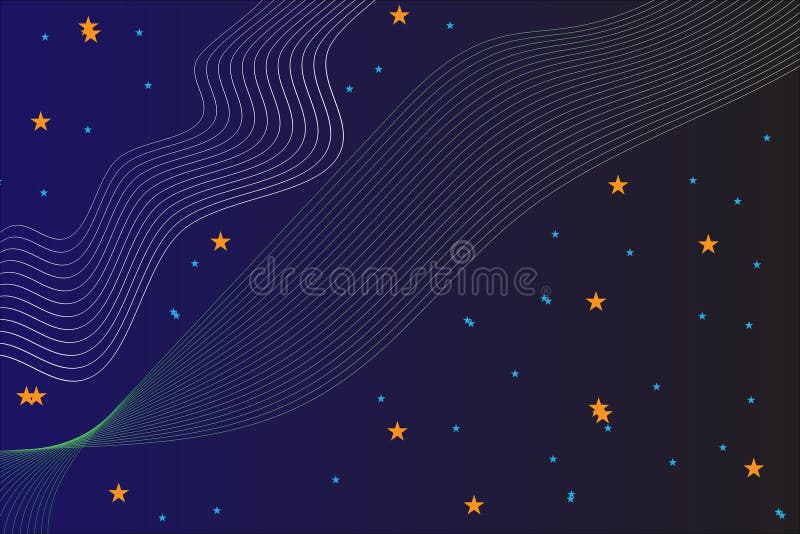 Modern Dark Background with Glowing Stars and Flowing Line Art Stock ...