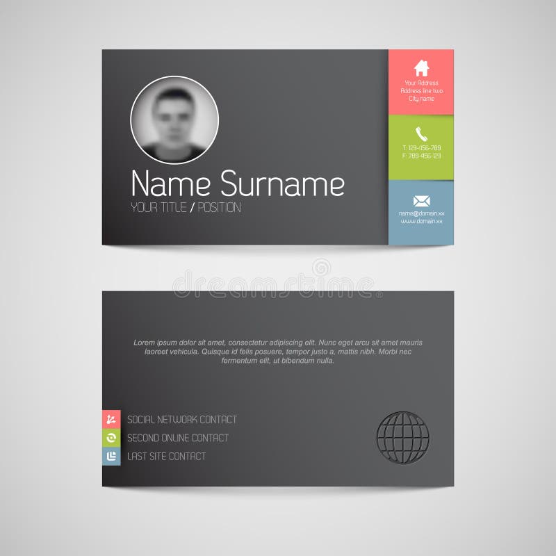 Modern Business Card Template with Flat User Interface Stock Vector ...