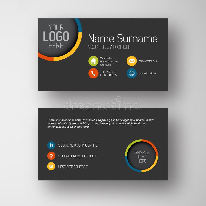 Modern Business Card Template with Flat User Interface Stock Vector ...