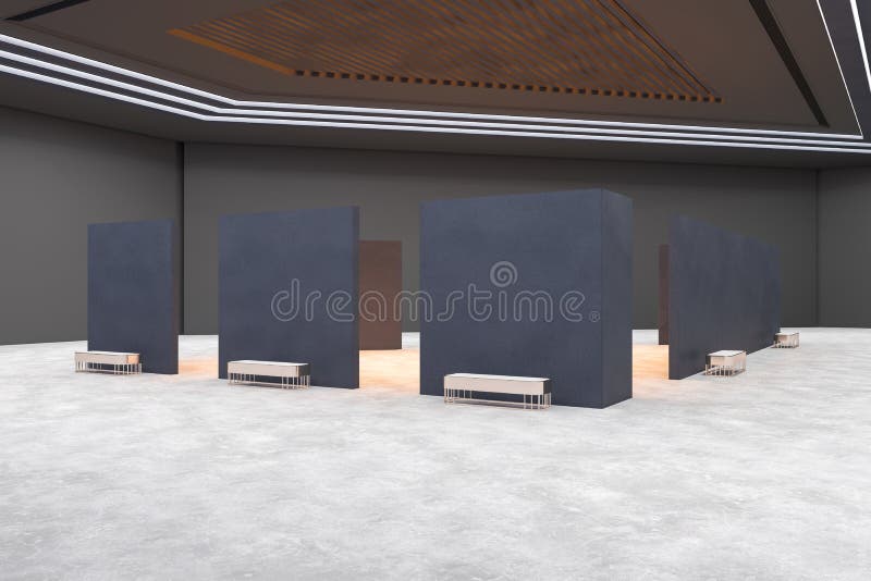 Modern Concrete Public Gallery with Empty Mock Up Place for Your ...