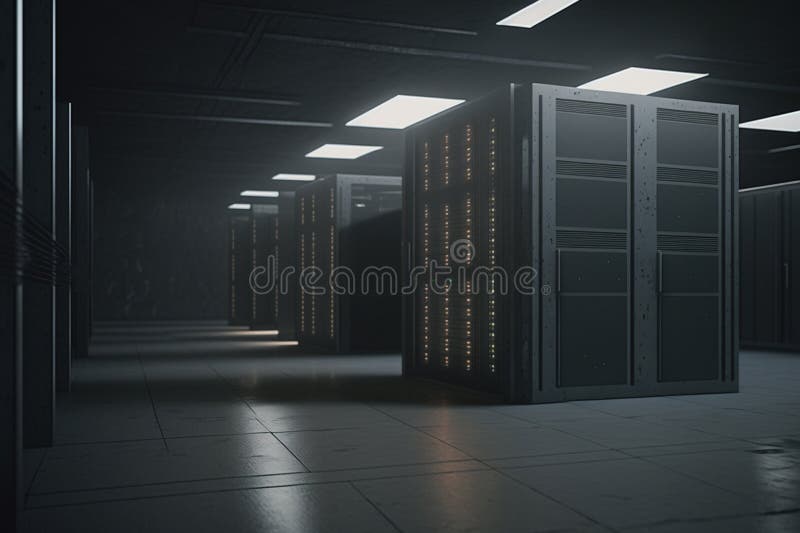 Modern Dark Data Center, Focus on the Foreground Generative AI Stock ...