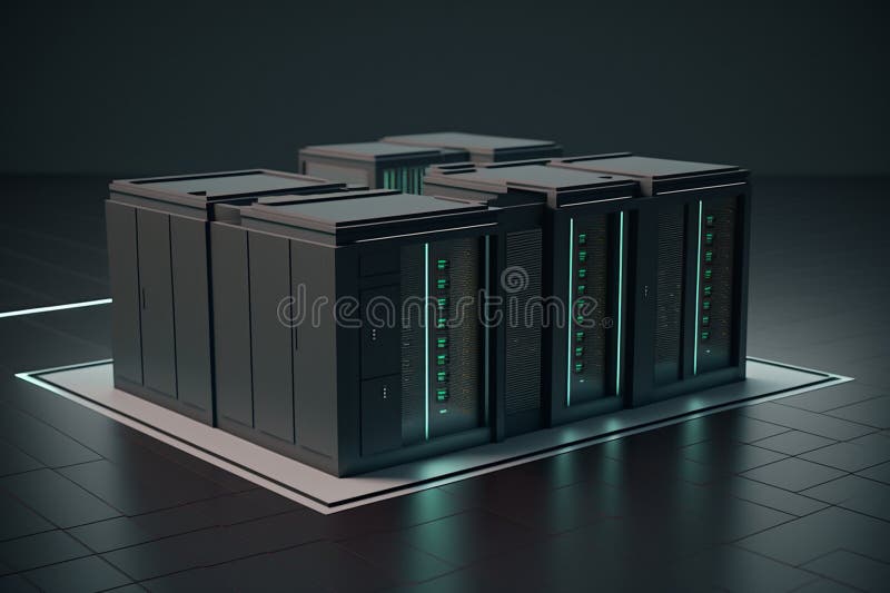 Modern Dark Data Center, Focus on the Foreground Generative AI Stock ...