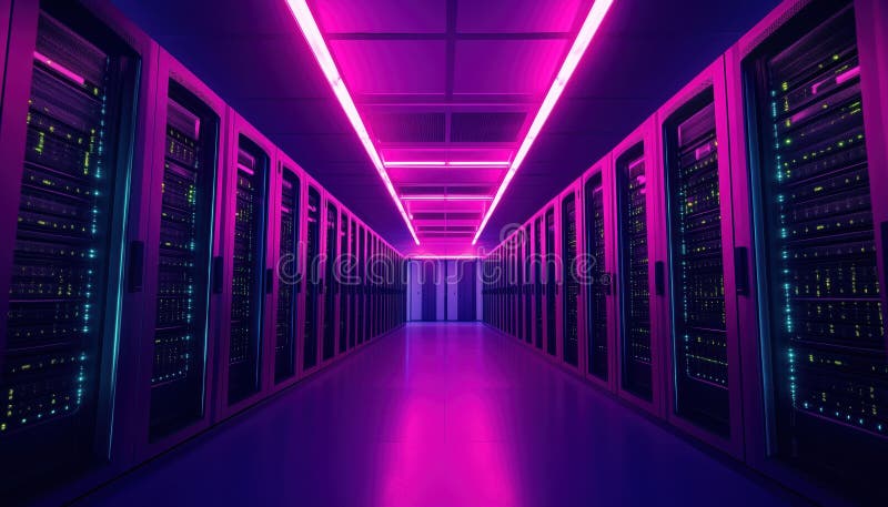Modern Dark Data Center with Operational Server Racks Stock Photo ...