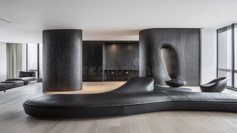 Modern Dark Gray Hotel Lobby Interior Design Stock Illustration ...