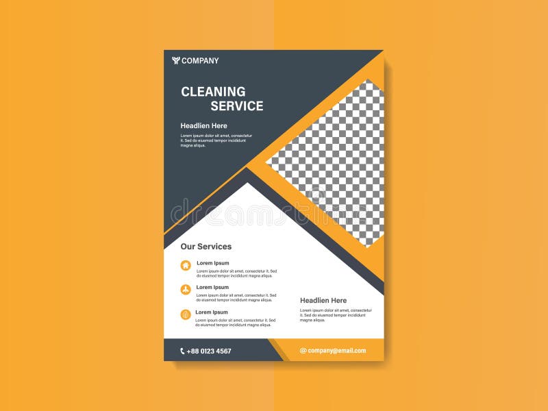 Modern Dark Gray, White, and Orange Cleaning Service Flyer Design Stock ...