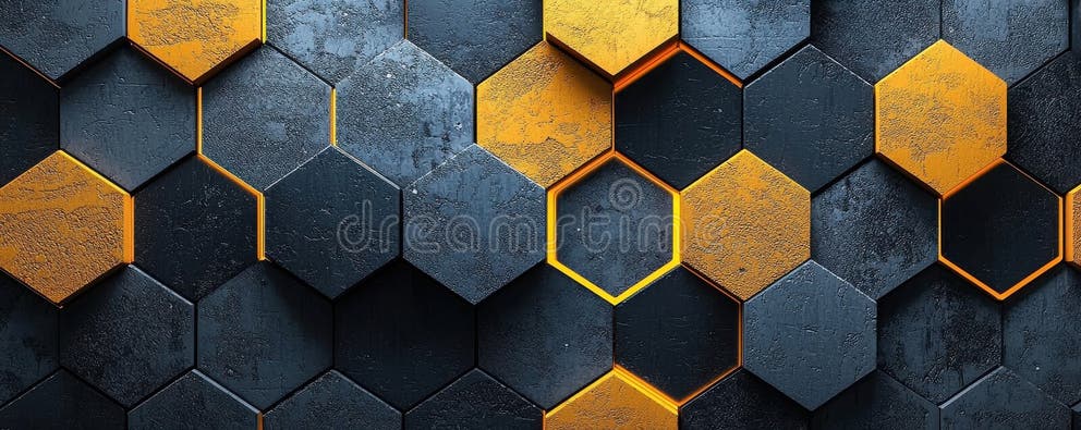 Modern Dark Gray and Yellow Geometric Hexagonal Pattern Wallpaper Stock Image - Image of ...