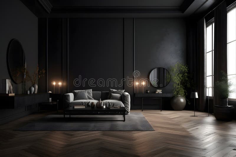 Modern Dark Home Interior, Neural Network Generated Photorealistic ...