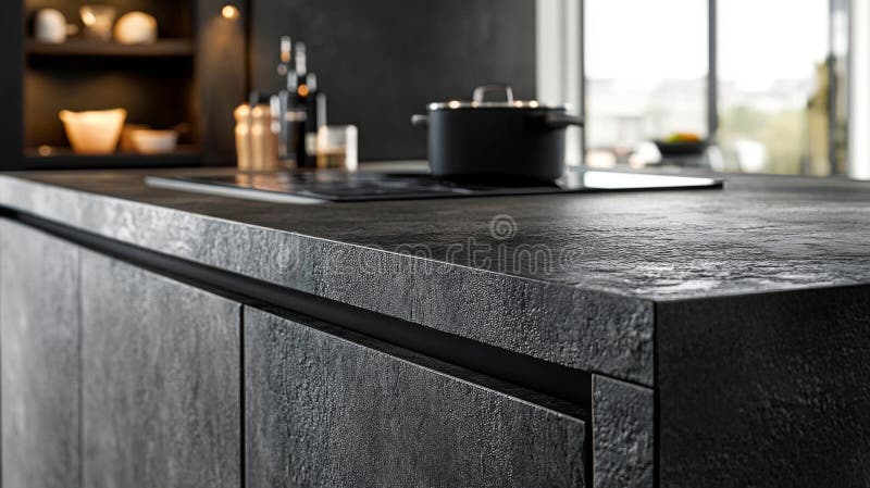Modern Dark Kitchen Countertop Detail Stock Illustration - Illustration ...