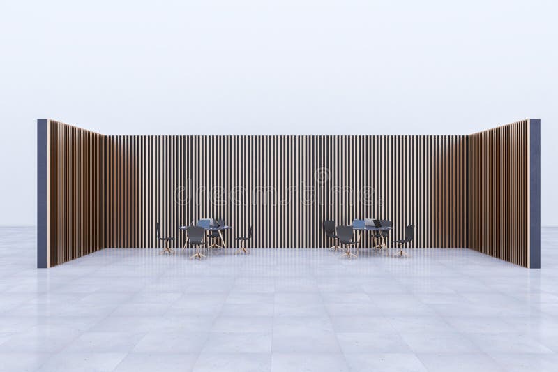 Modern Metal Wall Office Design. 3D Rendering Stock Illustration ...