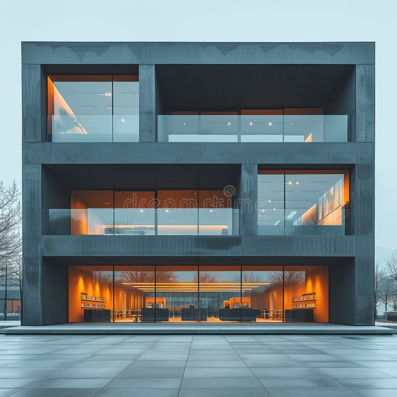 Modern Dark Office Building Minimalism Stock Illustration ...