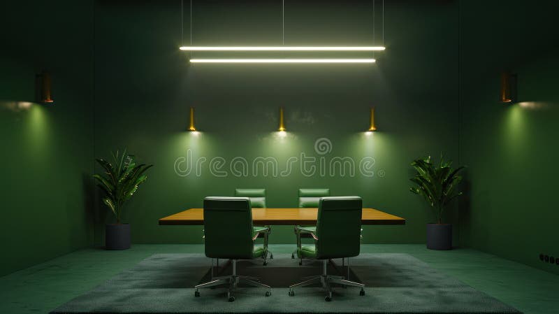 Modern Dark Office Interior with Meeting Table and Armchairs Mockup ...