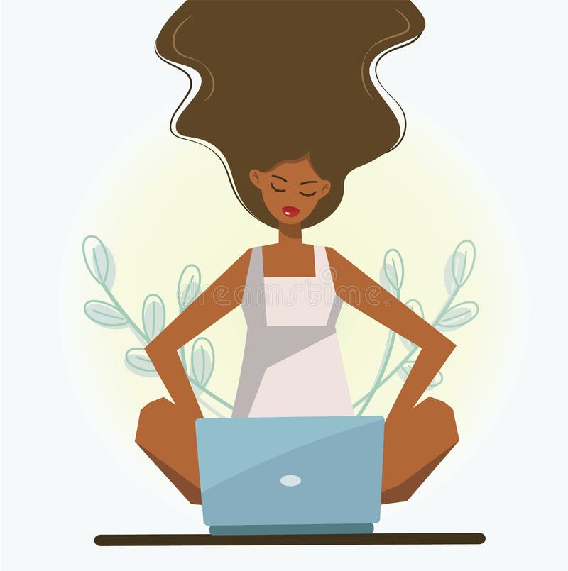 A Dark Skinned Woman Sits In A Lotus Position Meditates The Girl Is