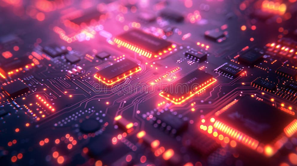 Modern Dark Tech Background with Abstract Microchip Patterns Stock ...