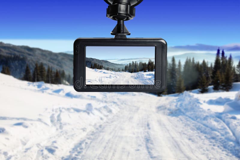 Modern Camera Mounted in Car, View of Road during Driving Stock Image ...