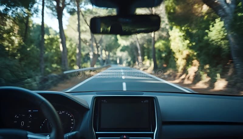 Modern Dashboard Camera Mounted in Car, View of Road during Driving ...