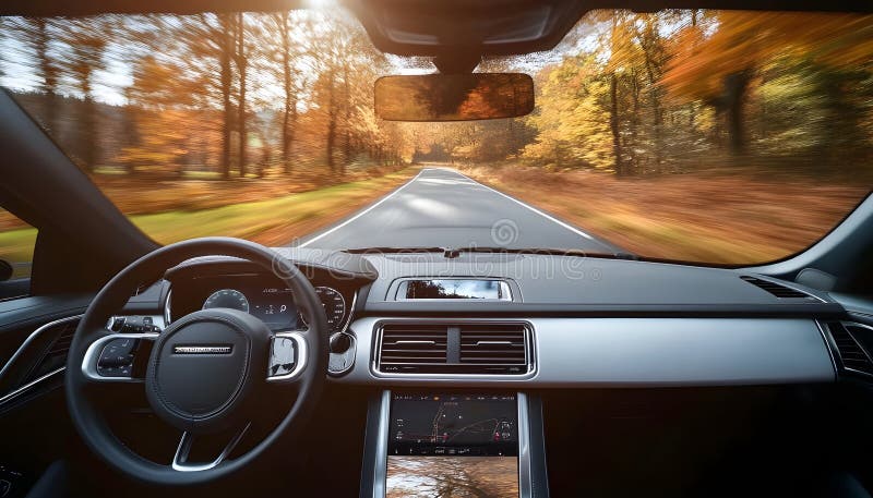 Modern Dashboard Camera Mounted in Car, View of Road during Driving ...