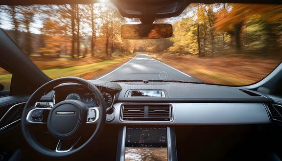Modern Dashboard Camera Mounted in Car, View of Road during Driving ...