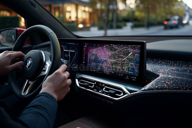 Modern Dashboard with Navigation Display Stock Illustration ...